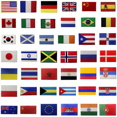 Country Flags patch Iron On Sew On Patches Embroidered National badges ...
