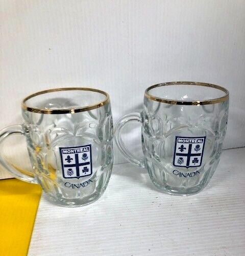 2---Montreal Canada Beer Mug Glass Souvenir Perfect Shape!! 5" Tall ...