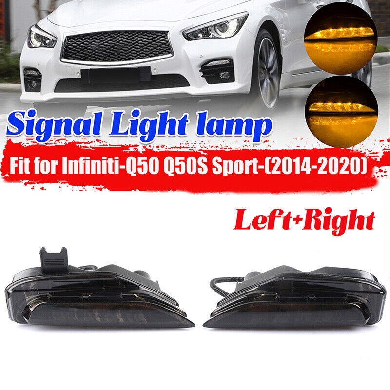 Smoked Bumper Turn Signal Lamp Fog Light For Infiniti Q50 Q50S Sport ...