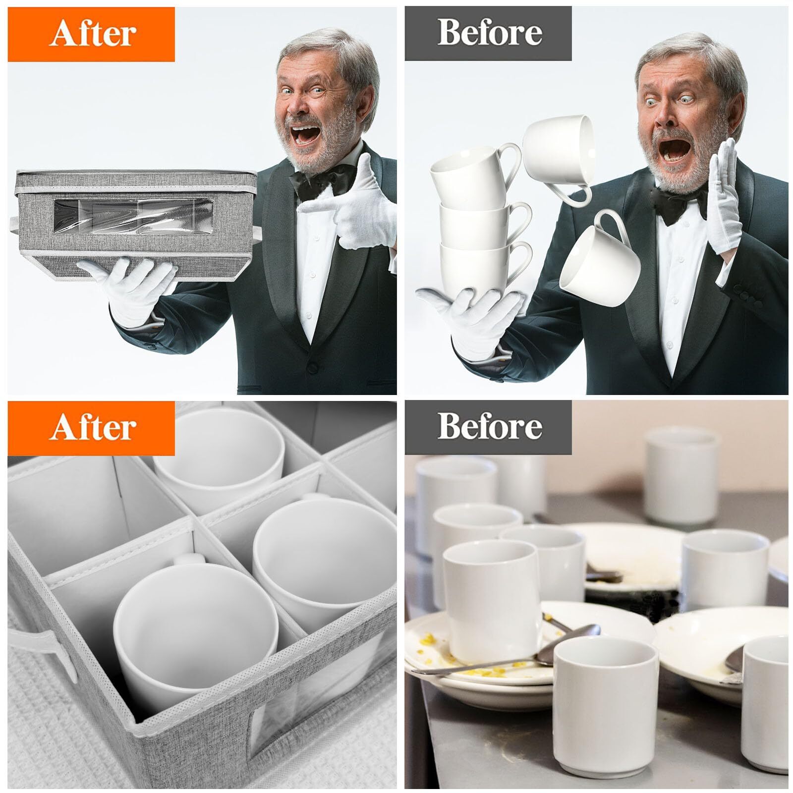 2 Pack Cup And Coffee Mug Storage Box Organizer With Dividers China ...