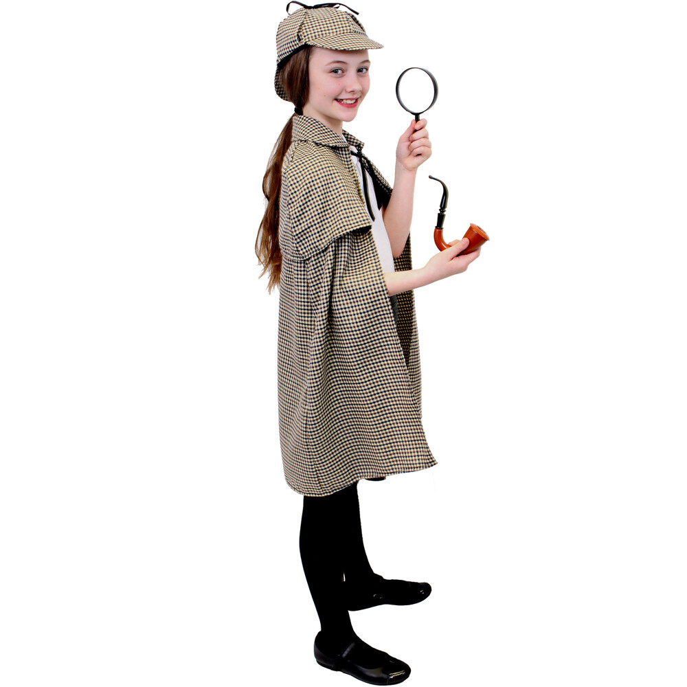 CHILD VICTORIAN DETECTIVE COSTUME CAPE HAT WORLD BOOK DAY FANCY DRESS ...