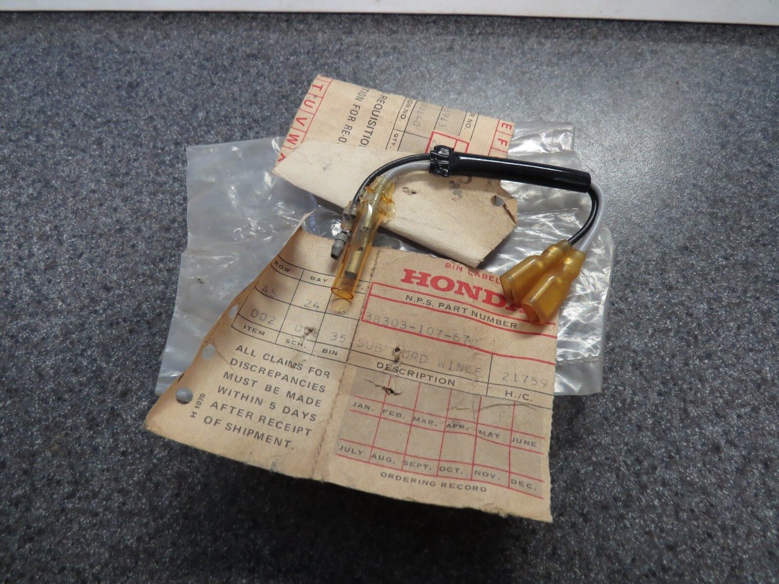 NOS Honda Winker Sub Wire 70-72 CB100 CB125 CL100 CL125 XL100 38303-107 ...