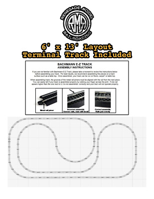 Bachmann HO Scale EZ Track 22" Radius 72" x 156" 3 Ring Set Model ...
