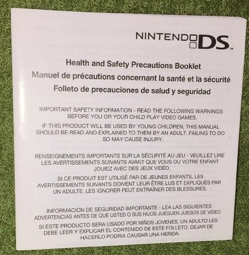 Nintendo DS Health and Safety Precautions Manual Instruction Booklet ...