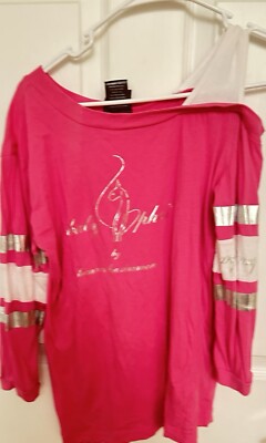 Baby Phat Woman's Pink 3/4 Sleeve Multi-Color Cursive Cat Logo - | eBay