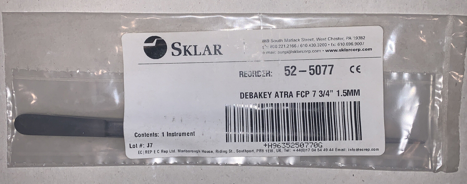 Sklar Forceps 52-5077 Debakey ATRA FCP 7 3/4” 1.5mm | eBay