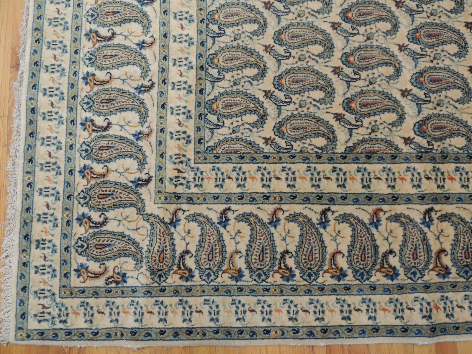 10x14 Antique Paisley design wool Oriental Area Rug green/blue hand ...