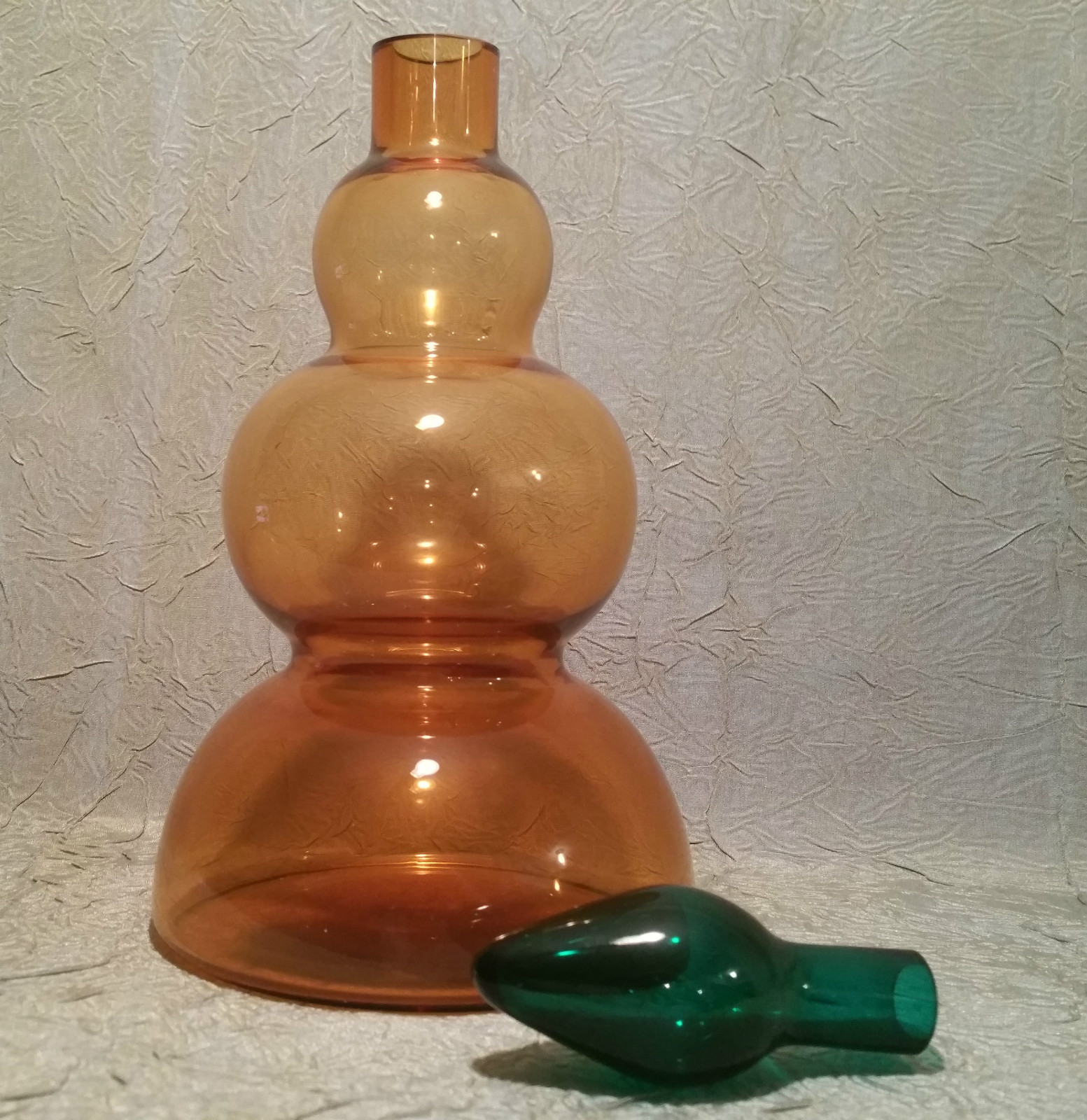 SIGNED Salviati murano art glass decanter seguso amber vtg barware ...