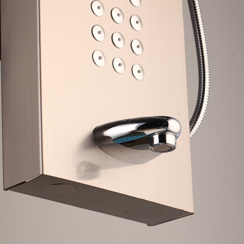 Rose Gold Bathroom Shower Panel Wall Mount Mixer+Handheld Shower Tap ...