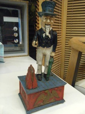 Antique Iron Uncle Sam Money Box Without Lid on the Back Safe Savings ...