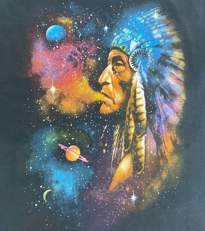 Native American Chief Cosmic Smoke Stars Planets Blac… - Gem