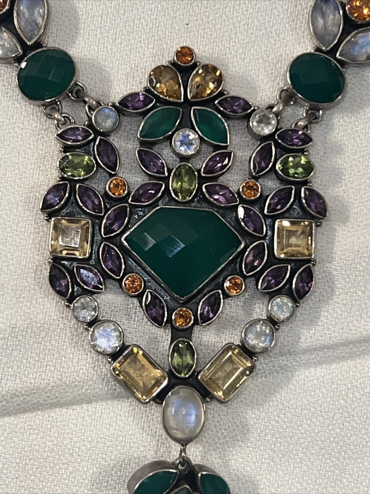 NICKY BUTLER RAJ Limited 48/400 Multi Gemstone NB Necklace 925 Sterling ...