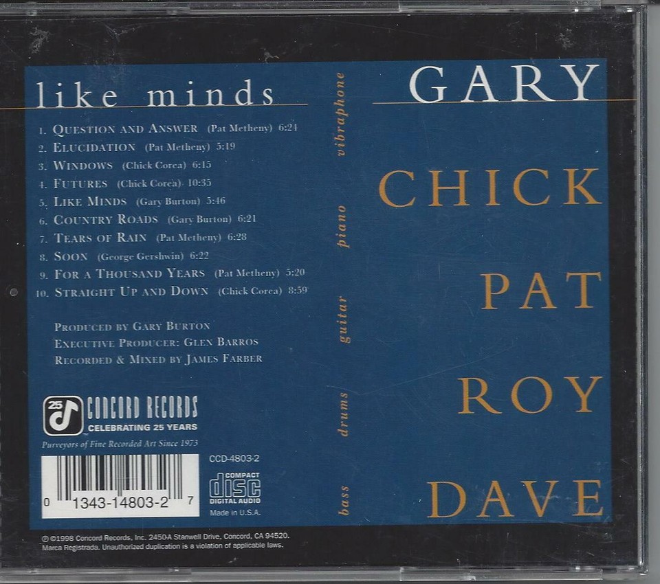 Gary Burton Chick Corea Pat Metheny Roy Haynes Dave Holland Like Minds ...
