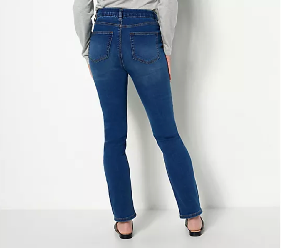 Denim & Co. Easy Stretch Denim 18W P DP Indigo Str-Leg 5-Pocket Jeans ...