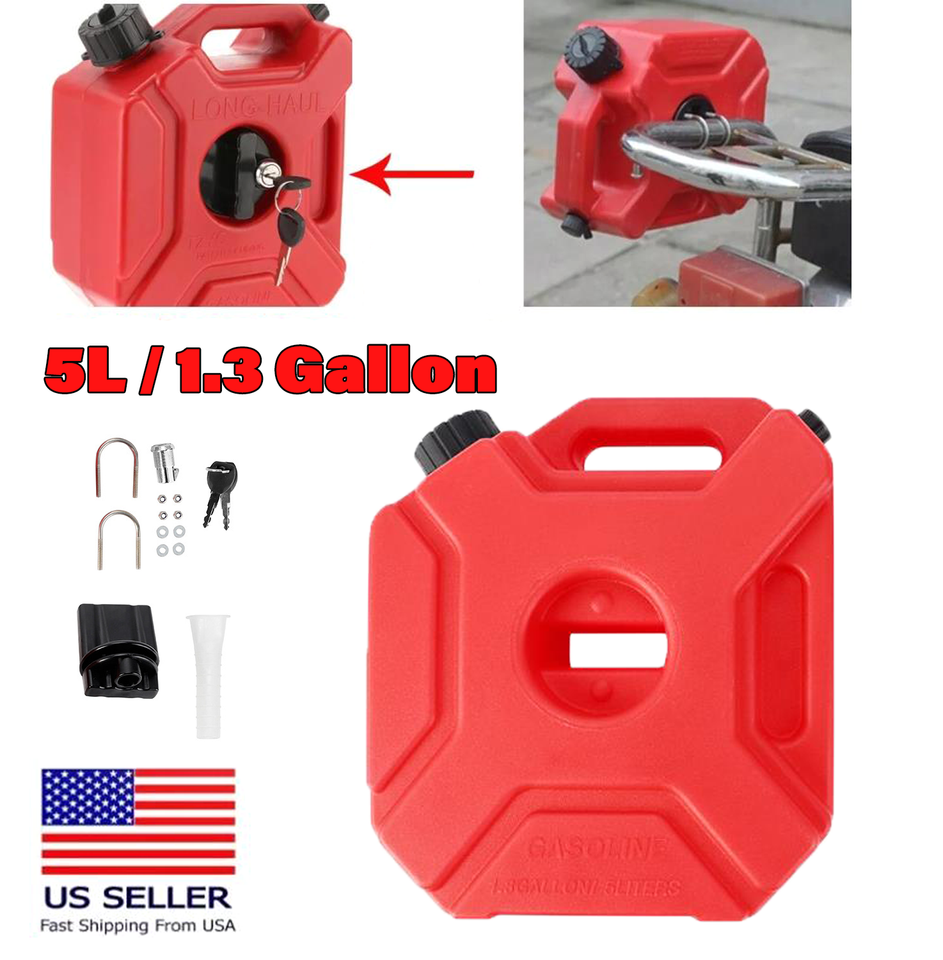 5L Motorcycle Gas Can Red Oil Petrol Fuel Tank Container For ATV UTV ...