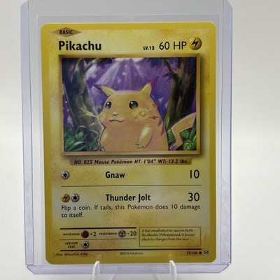 Pikachu 2016 Pokemon Lv 12 60 HP Gnaw Thunder Jolt 35/108 Artist ...