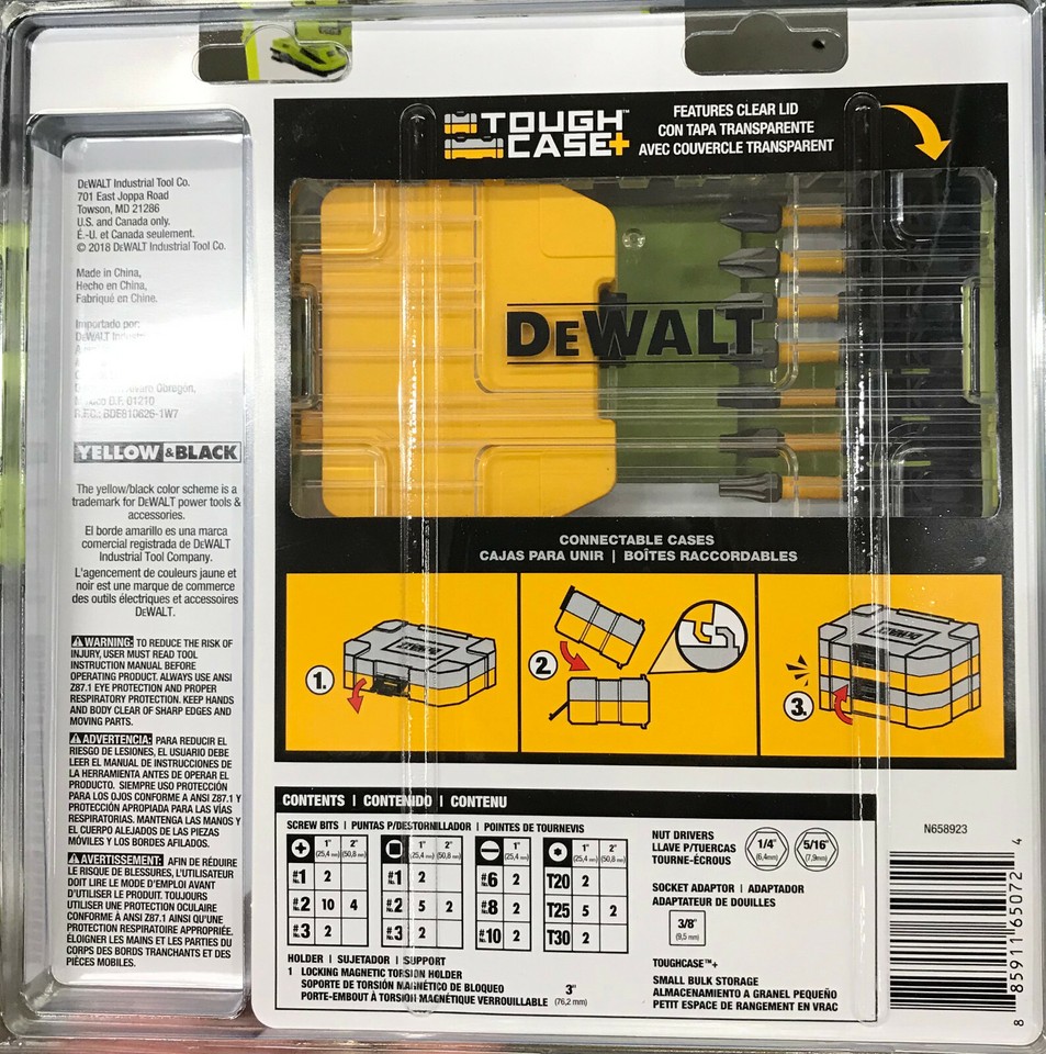 DeWALT MaxFit 50-PC SCREWDRIVING BIT SET Locking Magnetic Holder Socket ...