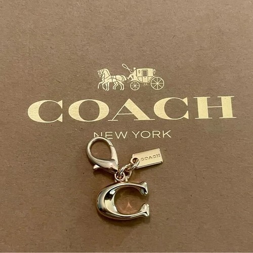 NEW COACH Hangtag C Gold Brass Metal Keychain Purse Charm Key Ring | eBay