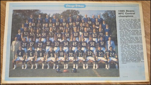 1985 Chicago Bears Team Poster Tribune 21.5" x 13.5" Super Bowl XX ...
