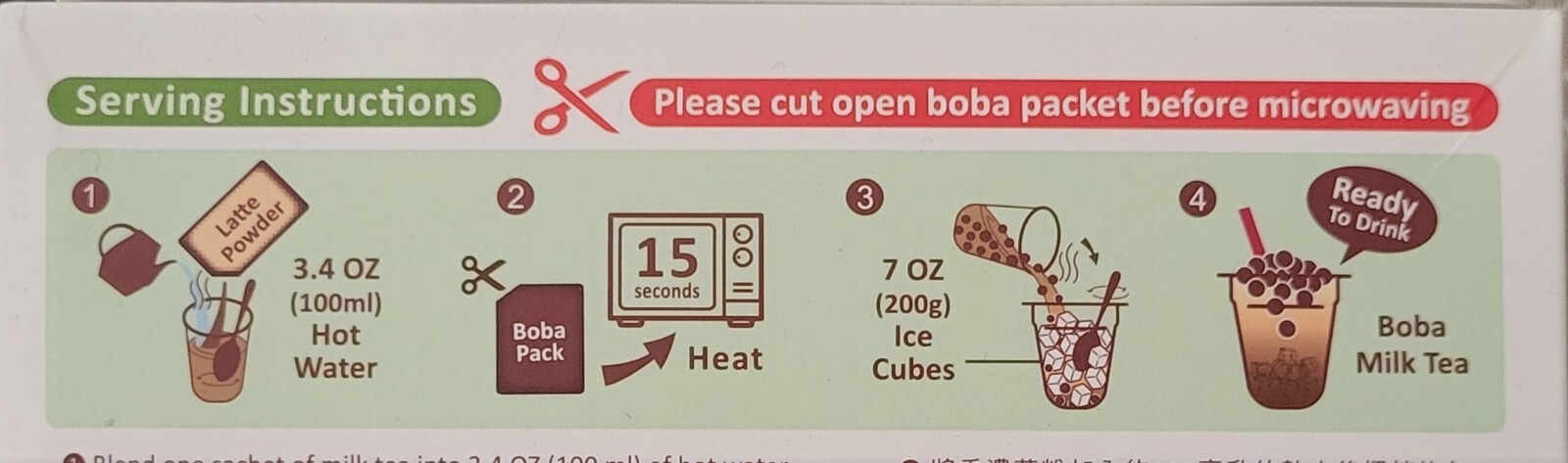 Instant Boba Tea Kit Taiwan TARO LATTE 10 Bubble Tapioca Straws Instant ...