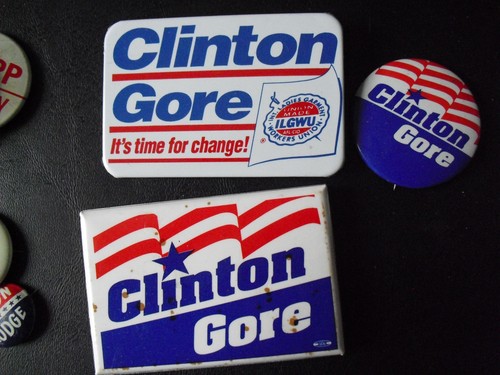 Lot of 3 Vintage Clinton Gore Political Campaign Pins Pinbacks | eBay