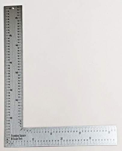 N Scale Model Builder's Framing Square / Ruler 3.85" x 2.98" Stainless ...
