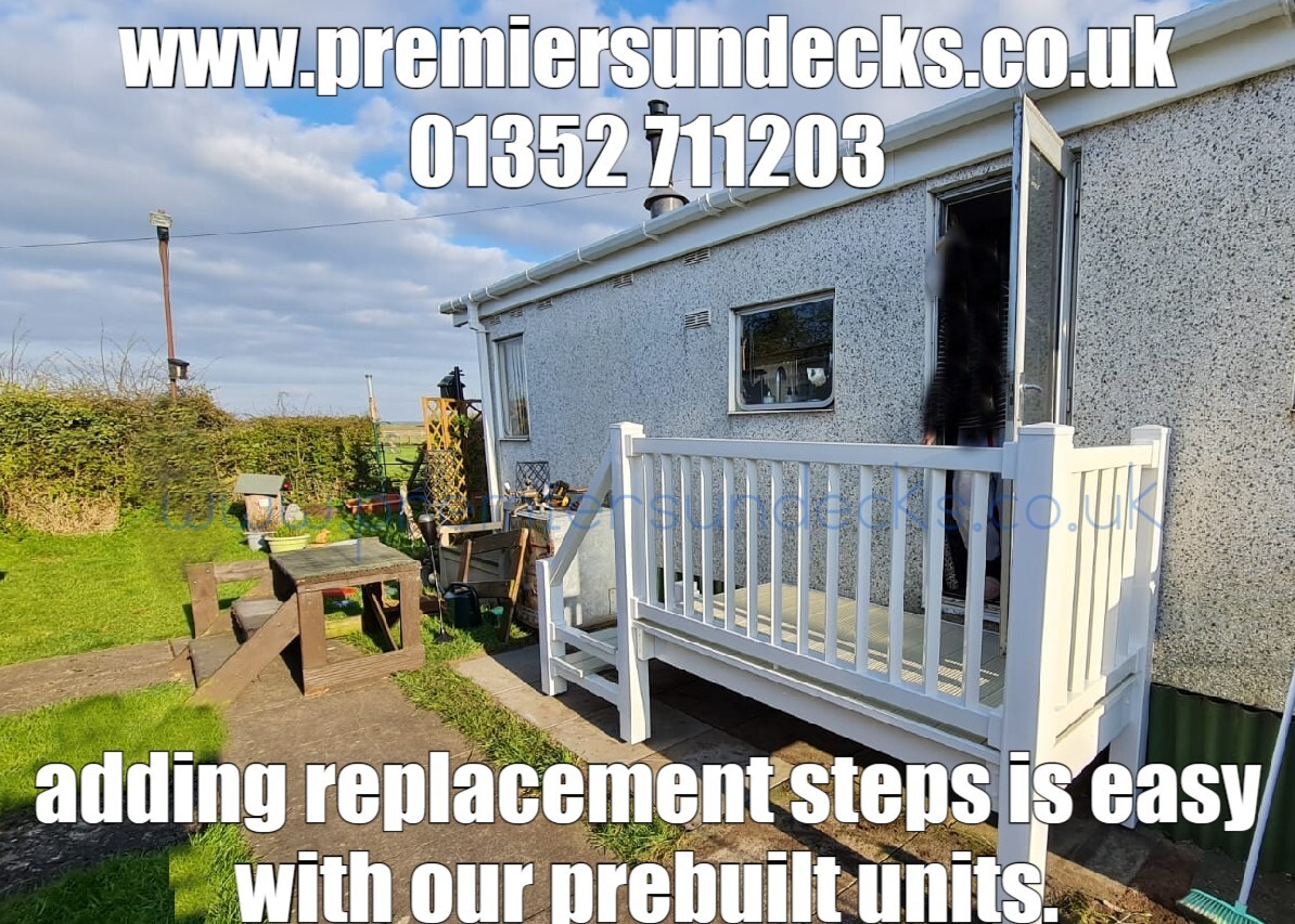 Bargain plastic conservatory uPVC Caravan Decking Veranda with Steps ...