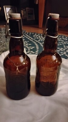 Old Vintage Grolsch Lager Brown Beer Bottles with Porcelain Swing Top ...