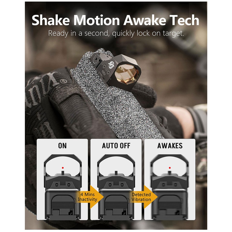 Shake Awake Optic RefIex 3 MOA Red Dot Sight For Glock MOS RMR ...