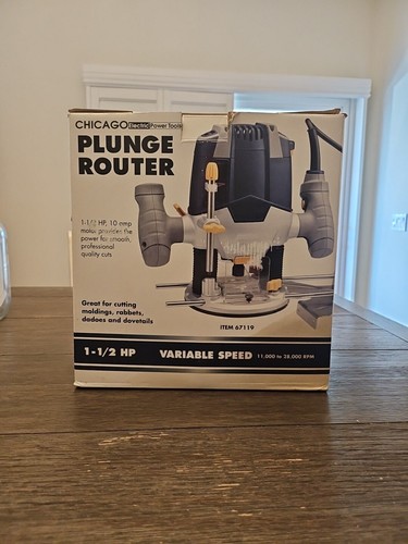 Chicago Electric 1 1/2 HP Variable Speed Plunge Router New Open box | eBay