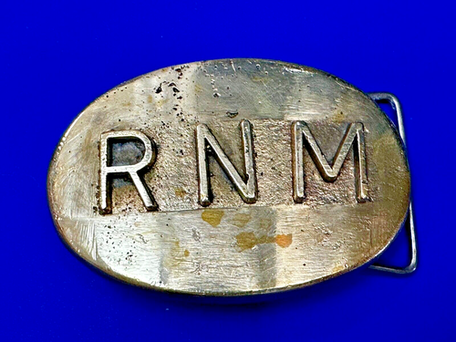 Rnm - Custom Made Initials Letters Oval Brass Tone? Belt Buckle | eBay