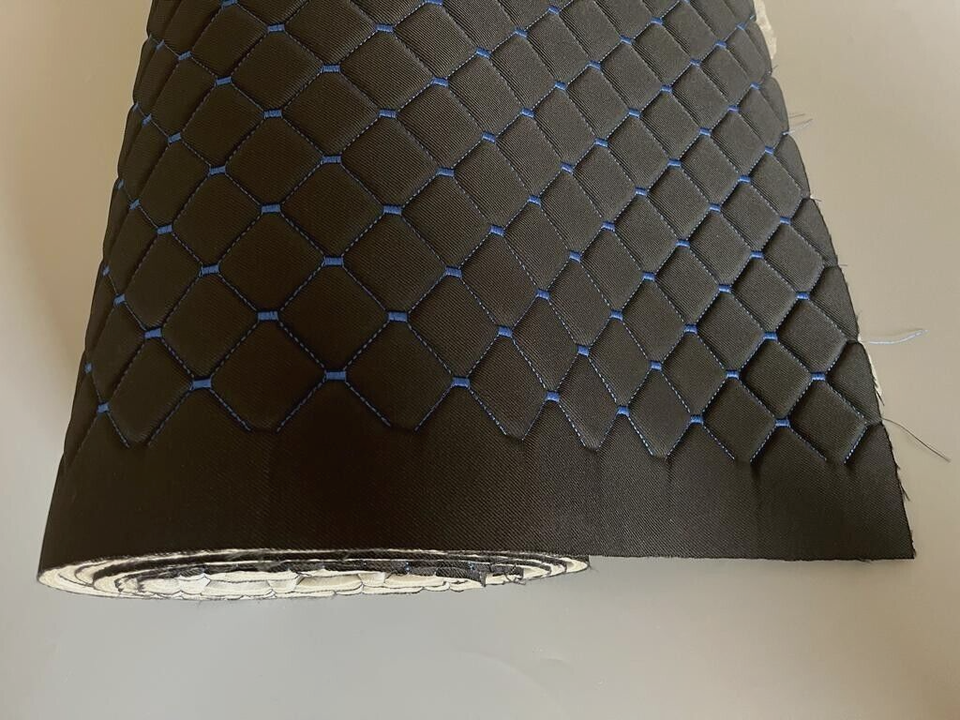 Black/blue Diamond Stitch Embossed Fabric Lining Car Upholstery 55''x39 ...