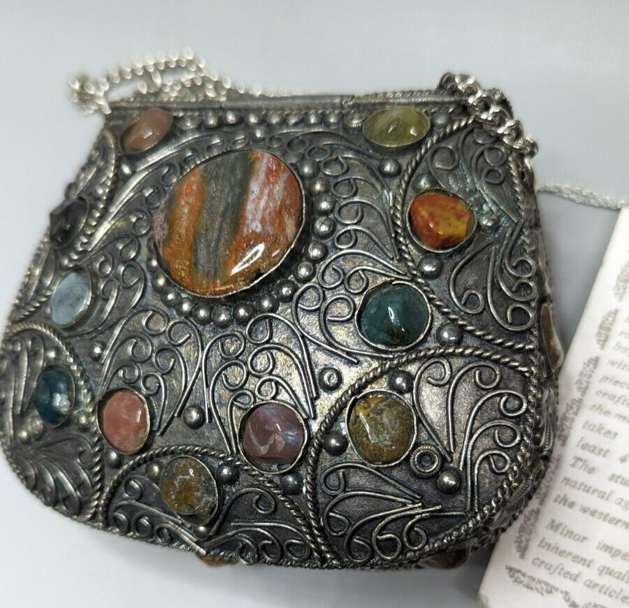 Stunning Vintage SAJAI Metal & Gemstones Handbag Purse | eBay