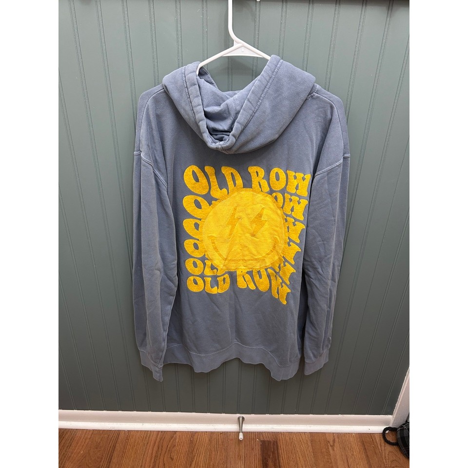 Old Row Hoodie Sweatshirt XL Blue Yellow Graphic Pullover Athleisure ...