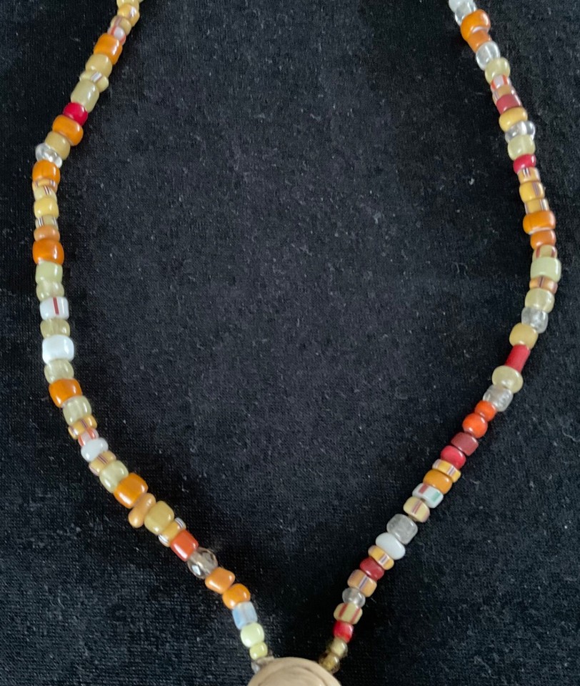 Vintage Hudson Bay Trade Beads Carved Happy Sad Face Necklace | eBay