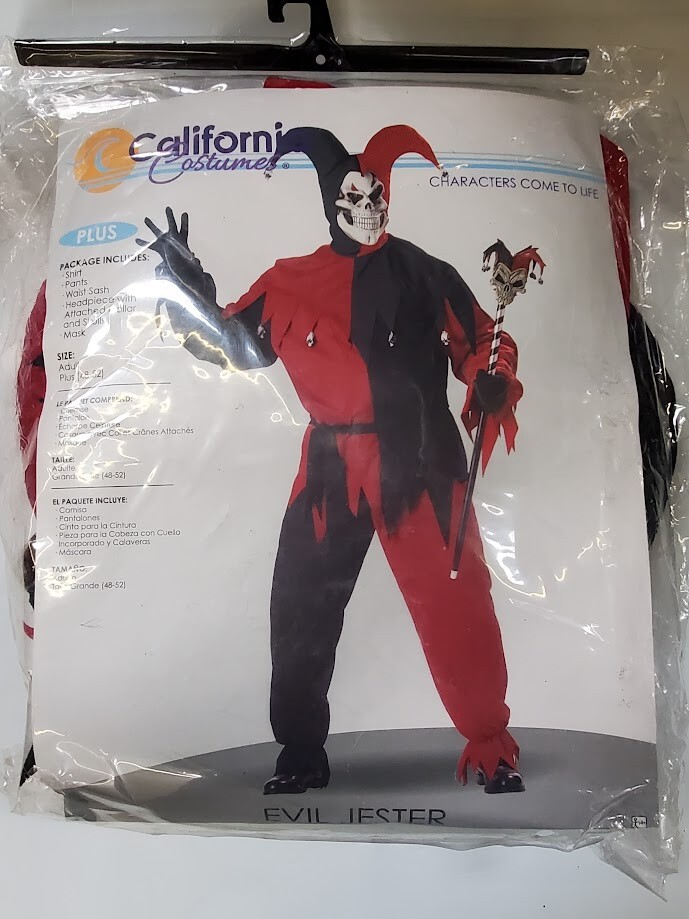 Evil Jester Adult Men Ghosts & Monsters Halloween Size PLUS - missing ...