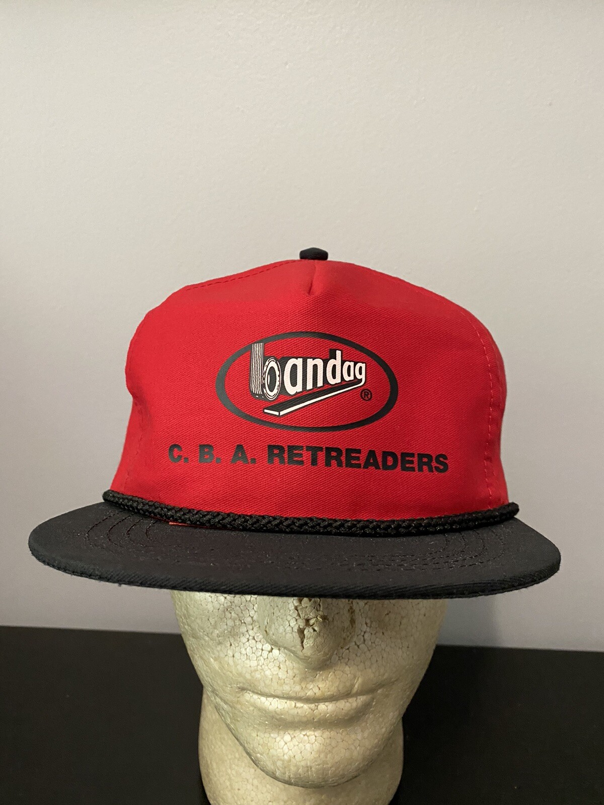 Trucker Hat Baseball Cap Vintage Snapback Bandag Tire C.B.A. Retreaders ...