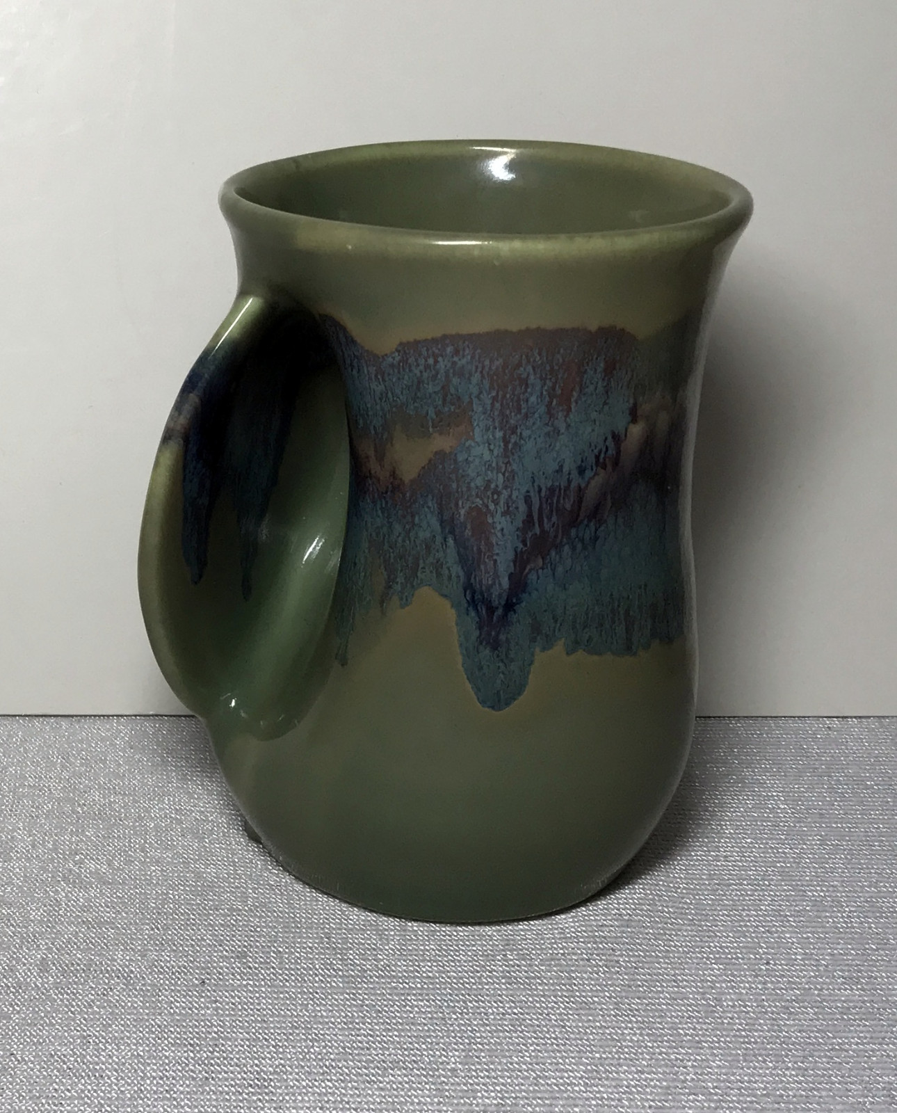 Neher Clay In Motion Pottery Handwarmer Mug Left handed signed 14 oz ...