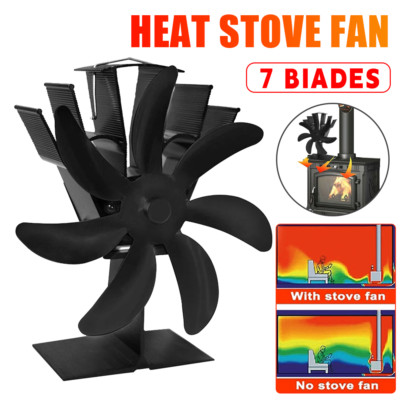7 Blade Heat Powered Stove Top Fan for Wood Burner Log Burning Fire Eco ...