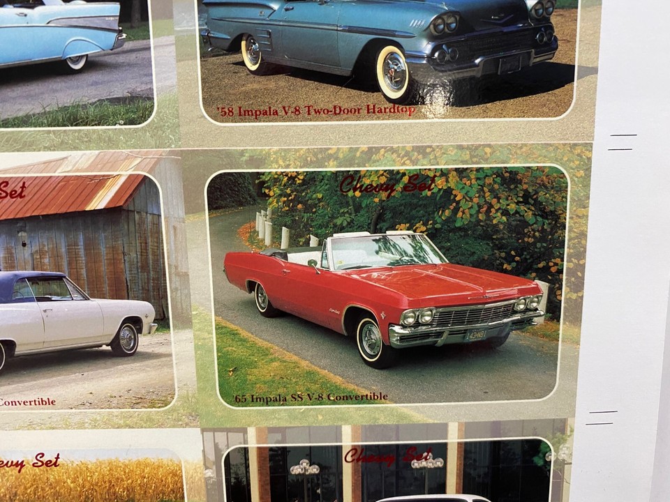 Vintage Chevy GIANT 28"x38" Classic Car Photo Trading Cards Poster ...