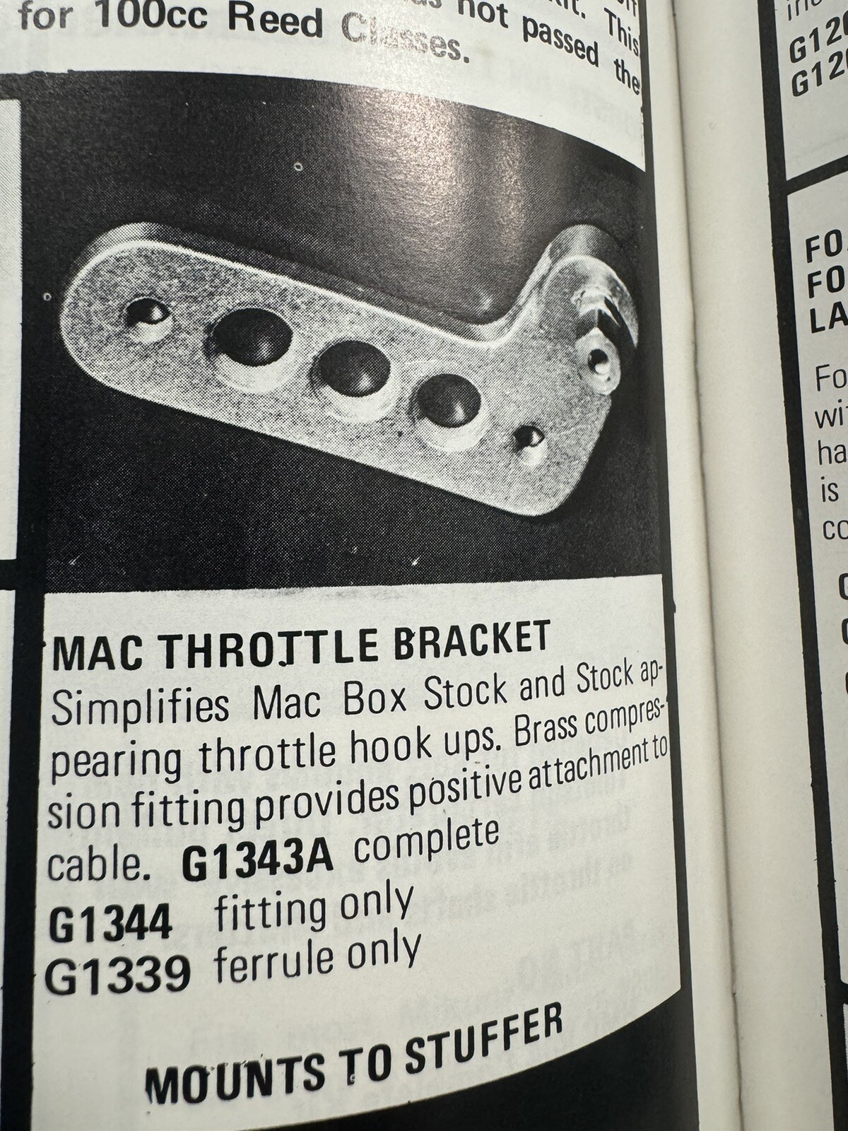 New’Gem Mac,90,91,101 Throttle Bracket,vintage Kart,pt # G1343,Rupp ...
