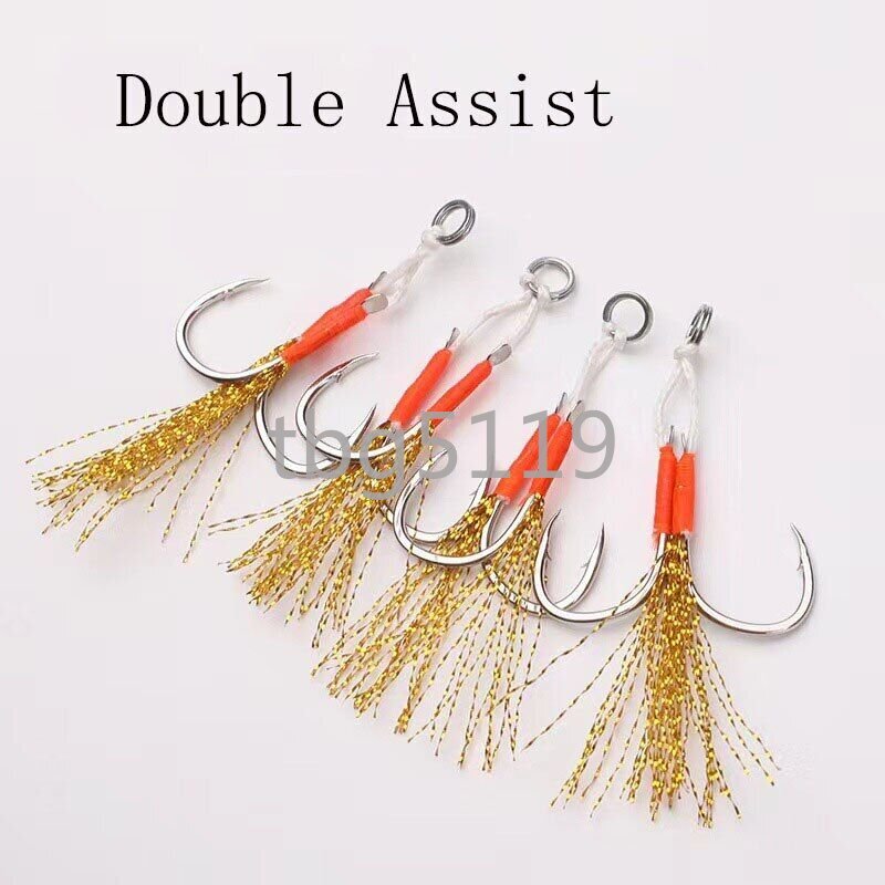 20pcs Jigging Fishing Assist Hooks Double Barbed Jig Fishhooks with ...