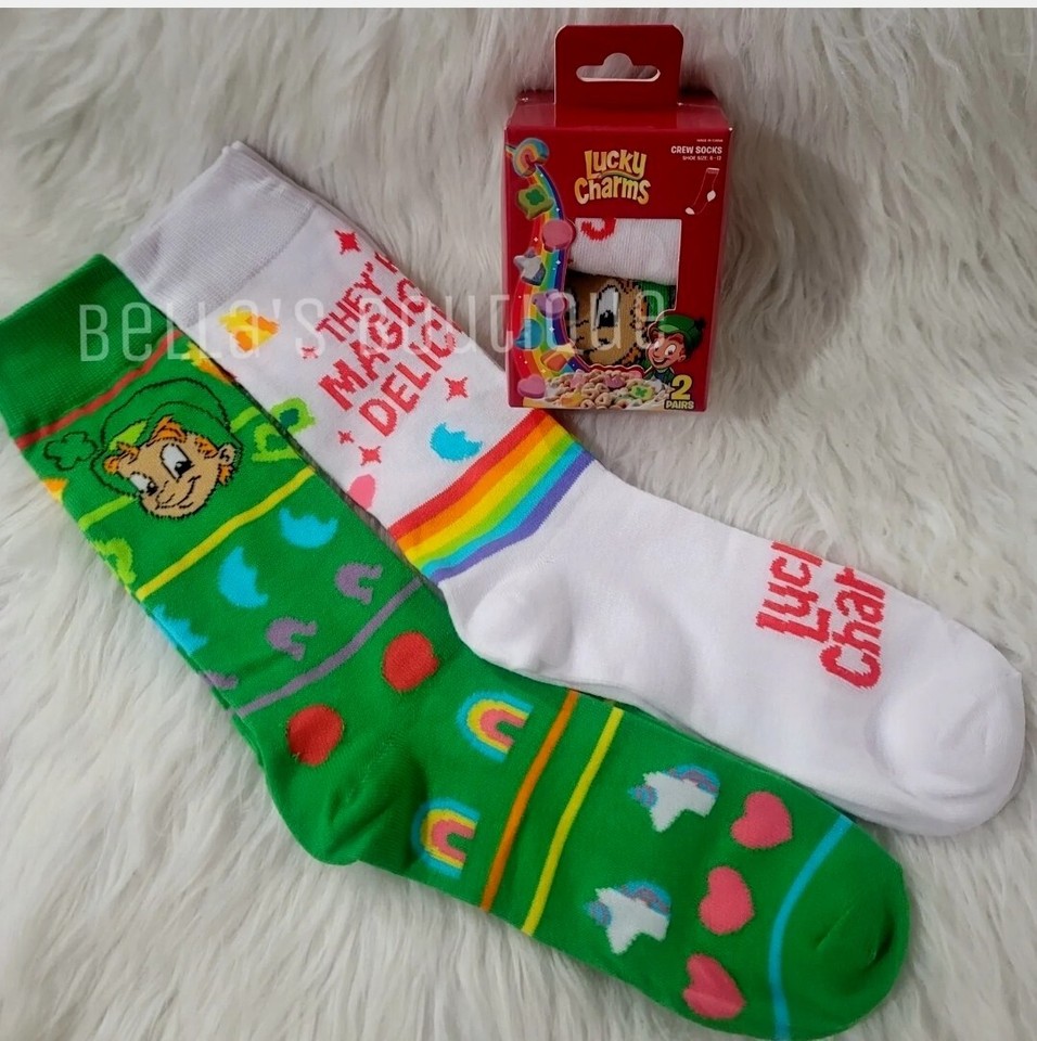 2 PAIRS LUCKY CHARMS CEREAL CREW SOCKS MEN'S GIFT SET. | eBay