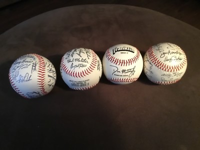 Lot of 4 assorted signed stamped facsimile autographed team Baseballs ...