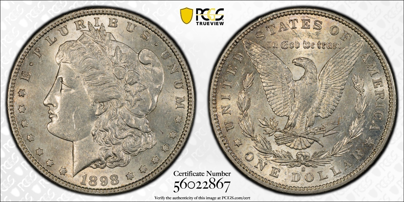 1898-S Morgan Dollar PCGS AU58 - White - Cartwheel Luster Throughout ...