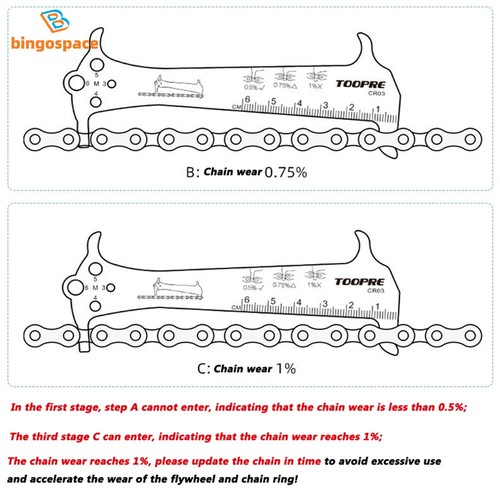 MTB Bike Chain Wear Indicator Ruler Bicycle Chains Gauge Measurement ...