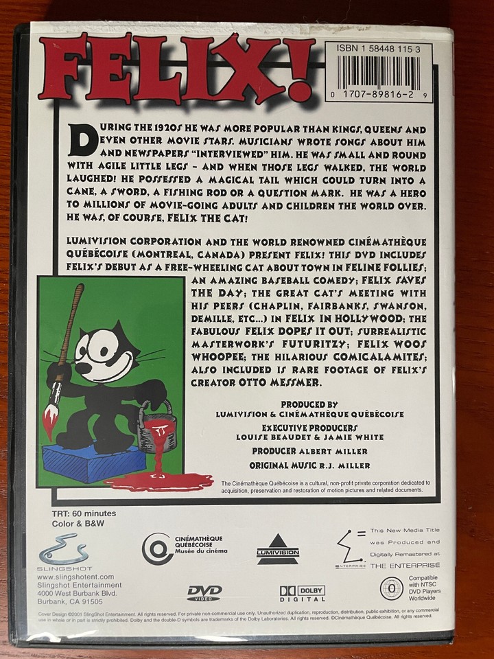 Felix the Cat FELIX! DVD Used Very Good Condition Case worn 17078981629 ...