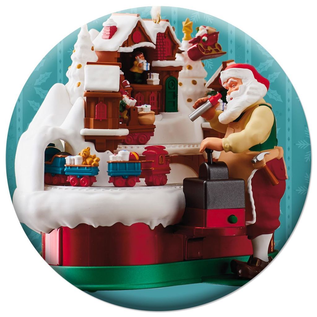 Hallmark 2018 Keepsake Ornament Premiere Santa's Magic Train Button Pin ...