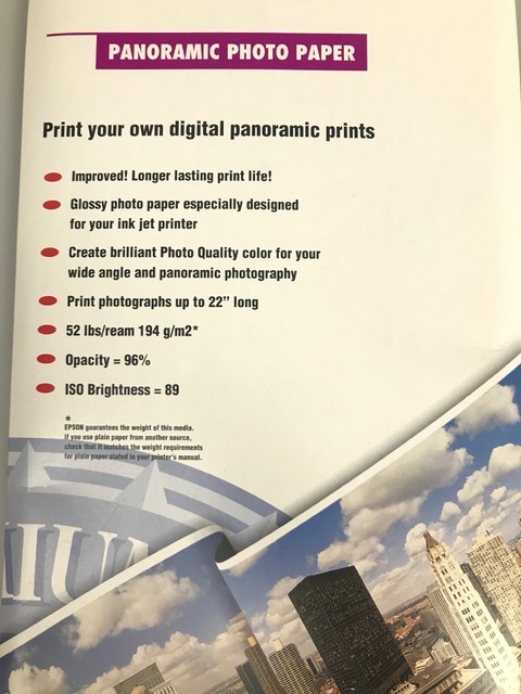 Epson Panoramic Photo Paper S041145 Genuine 10 Sheets for sale online ...