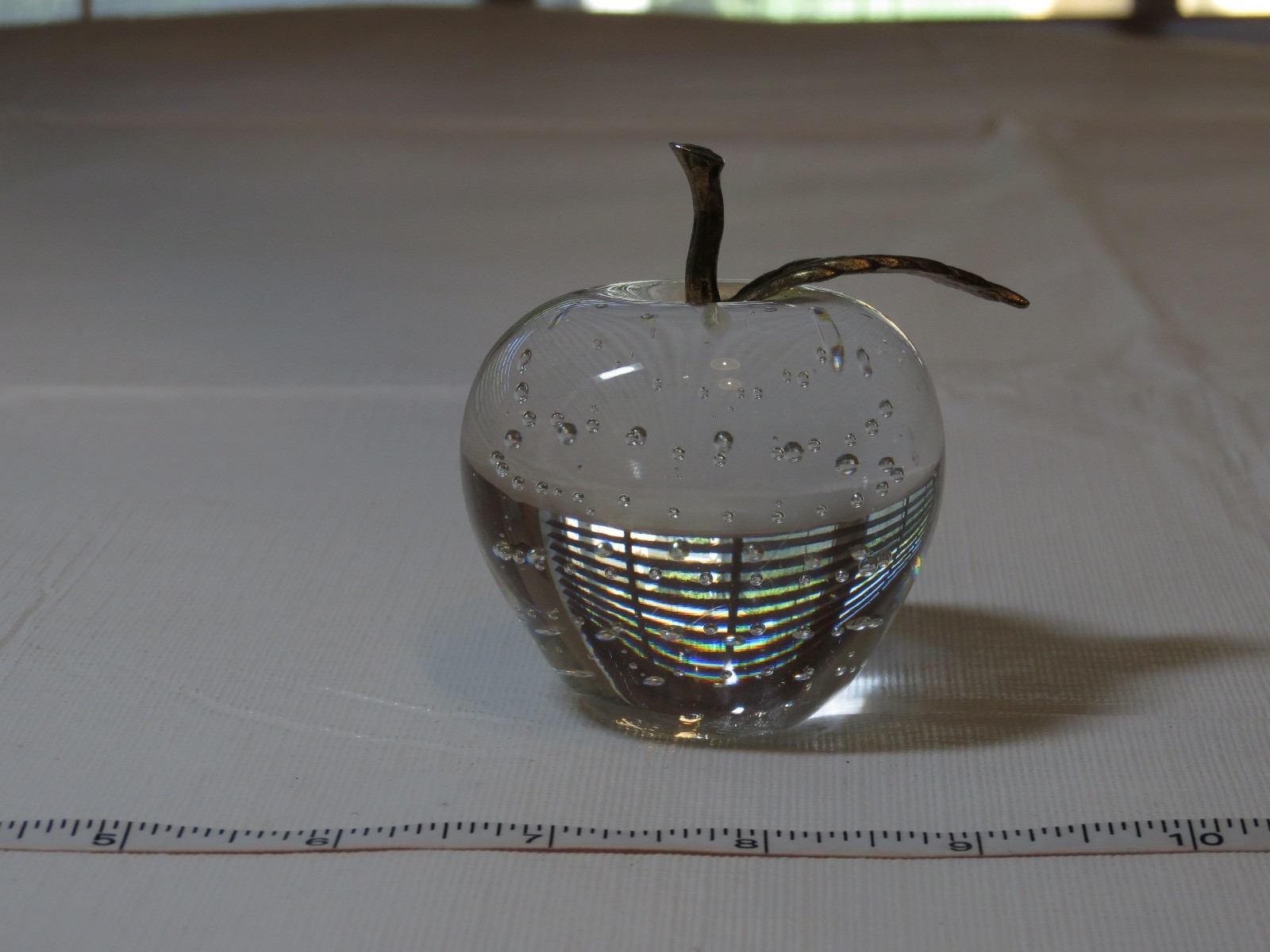 Vintage Glass Paperweight Apple With Brass Stem teacher ~ | eBay